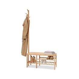 Tchibo - Sitzbank mit Garderobenst&auml;nder - 90x38x182cm - naturfarben - Bambusholz