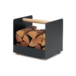 Tchibo - Kaminholz-Korb mit Tragegriff - 40x35x35cm - schwarz - Stahl / Holz