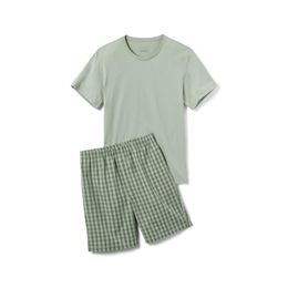 Tchibo - Shorty-Pyjama mit gewebter Hose - Herren - Gr. S - olivgrün/kariert
