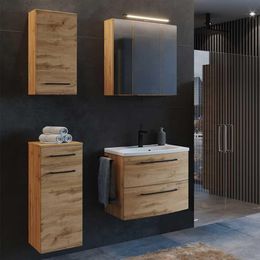 Pharao24.de Waschplatz Set Wildeiche Holzoptik mit Struktur Made in Germany (vierteilig)