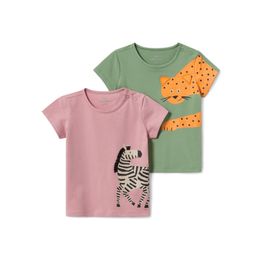 Tchibo - 2 Kinder-T-Shirts - Baby - Gr. 86/92 - gr&uuml;n/print