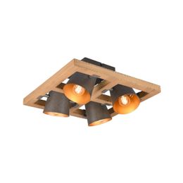 Trio Deckenleuchte &raquo;Bell&laquo; - 39x39x19cm - schwarz - Holz / Metall