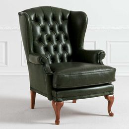 Pharao24.de Ledersessel Chesterfield in Oliv Grün 50 cm Sitzhöhe