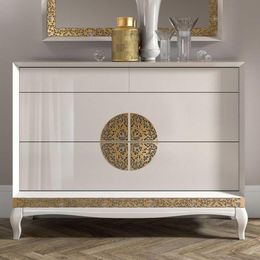 Pharao24.de Italienisches Design Sideboard in Weiß Blattgold verziert