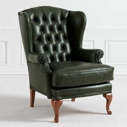 Pharao24.de Ledersessel Chesterfield in Oliv Grün 50 cm Sitzhöhe