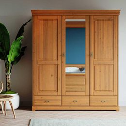 Pharao24.de Schlafzimmerkleiderschrank im Landhausstil Kiefer Massivholz
