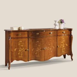 Pharao24.de Barockes Sideboard in Nussbaumfarben floralen Intarsien
