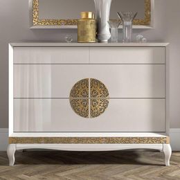 Pharao24.de Italienisches Design Sideboard in Weiß Blattgold verziert