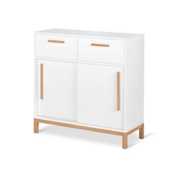 Tchibo - Sideboard »Eklund« mit 2 Schubladen und Schiebetüren - 90x35x90cm - braun - Holz / Eichenholz