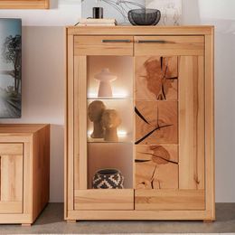 Pharao24.de Wohnzimmer Highboard massiv aus Kernbuche und Hirnholz 135 cm hoch