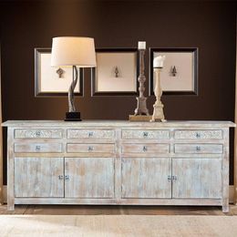 Pharao24.de Sideboard Kommode Holz in Holz White Wash im Shabby Chic Stil
