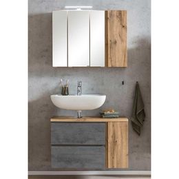 Pharao24.de Modernes Badm&ouml;bel Set 85 cm breit LED Beleuchtung (zweiteilig)