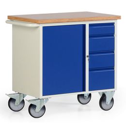 Bakoprotaurus Protaurus fahrbare Werkbank Serie 300 mit Schrankfach und 4 Schubladen