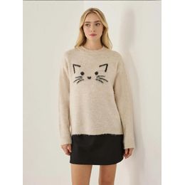 Hiccup Pullover Damen Gr&ouml;&szlig;e L beigemeliert / schwarz