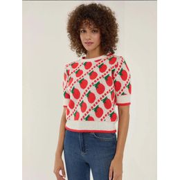 Hiccup Pullover Damen Gr&ouml;&szlig;e L smaragd / rot / wei&szlig;