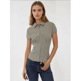 Hiccup Bluse Damen Gr&ouml;&szlig;e S hellbeige / dunkelbraun