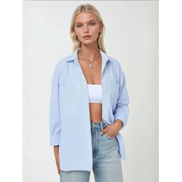 Hiccup Bluse Damen Gr&ouml;&szlig;e XL hellblau / wei&szlig;