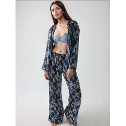 Hiccup Pyjama Damen Gr&ouml;&szlig;e XS marine / hellgrau Winterkleid