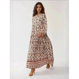 Hiccup Kleid Damen Gr&ouml;&szlig;e 36 braun / karamell / cranberry / wei&szlig; Sommerkleid
