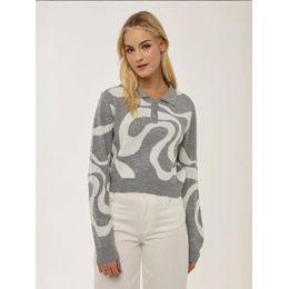 Hiccup Pullover Damen Gr&ouml;&szlig;e L grau / wei&szlig;