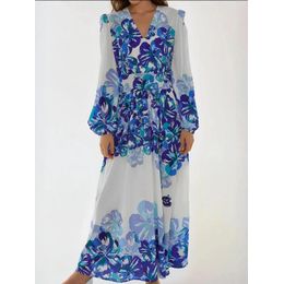 Hiccup Kleid Damen Gr&ouml;&szlig;e 38 azur / cyanblau / violettblau / wei&szlig; Winterkleid