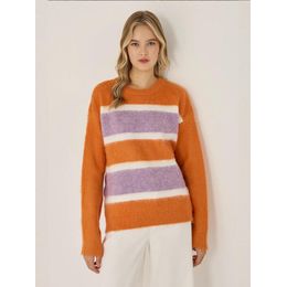 Hiccup Pullover Damen Gr&ouml;&szlig;e S lila / dunkelorange / wei&szlig;