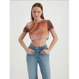 Hiccup T-Shirt Damen Gr&ouml;&szlig;e L braun / taupe / orange / mandarine