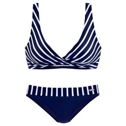Lascana Damen Triangel-Bikini, marine-wei&szlig;, Gr&ouml;&szlig;e 34C