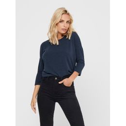 3/4-Arm-Shirt Only "ONLGLAMOUR 3/4 TOP JRS NOOS", Damen, Gr. XS (34), india ink, Single Jersey, Obermaterial: 65% Polyester, 30% Viskose, 5% Elasthan, unifarben, figurumspielend hüftbedeckend, Rundhals, Shirts, in lässiger Oversize-Form