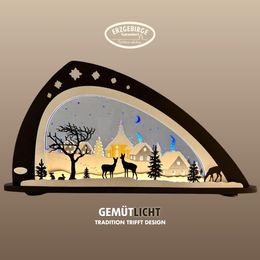 Weigla LED Schwibbogen "Stille Nacht", B/H/T: 66cm x 33,8cm x 6cmbraun, blau, Schwibb&ouml;gen, Erzgebirge garantiert, aus Buchenholz & Acrylglas