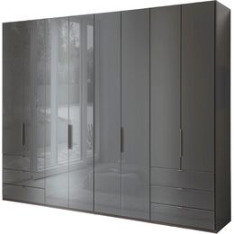 Falttürenschrank Wiemann "Ohio, Kleiderschrank, Schrank, Garderobe, mit Schubladen, 300 cm", lava, B:300cm H:236cm T:58cm, Schränke, inklusive Tür und Schubkastendämpfung, hochwertige Glasfront