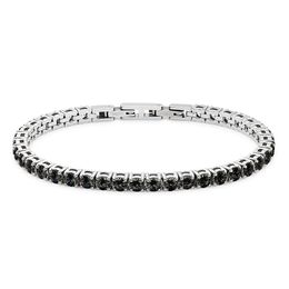 Tennisarmband Bruno Banani "Schmuck, Geschenk, Edelstahlarmband", edelstahlfarben, schwarz, schwarz, Armbänder, Damen, 19cm, Edelstahl, mit Zirkonia (synth.)