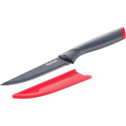 Steakmesser Tefal "Fresh Kitchen", grau, rot, B:1,7mm, Edelstahl, Kunststoff, Essmesser, 11 cm, Klingen aus rostfreiem Stahl, Titan-Versiegelung, Klingenschutz