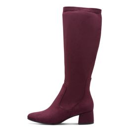 Marco Tozzi Damen Stiefel, Gr. 39maulbeere, Textil, Veloursleder, unifarben, Schuhe, Blockabsatz, Businessstiefel, Langschaftstiefel,