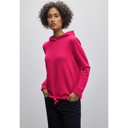Hoodie Street One, Damen, Gr. 34, pink (power berry), Sweatware, 66% Polyester, 29% Viskose, 5% Elasthan, unifarben, normal, ohne Ausschnitt, Bündchen, Sweatshirts, mit elastischem Materialmix
