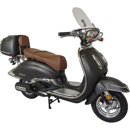 Motorroller Alpha Motors "Firenze Limited", schwarz (mattschwarz, braun), Motorroller, 45 km/h, im Retro-Look, B:85cm H:108,5cm L:189cm