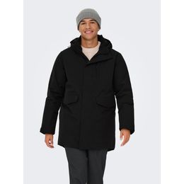 Only & Sons ONLY & SONS Herren Parka "ONSENRICO WATERPROOF STRETCH PARKA OTW"schwarz, Gr. L, unifarben, Web, Obermaterial: 88% Nylon, 12% Elasthan, Jacken