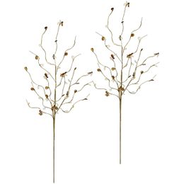 Kunstzweig I.GE.A. "Dekozweig", braun, B:16cm H:70cm L:4cm, Kunststoff, Kunstpflanzen, 2er Set 70cm Acryl Steine Blätter Adventskranz Floristik Deko Zweig