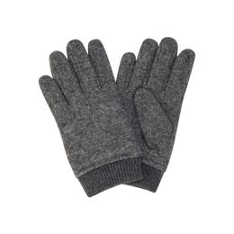 Strickhandschuhe BOSS "Kalsper", Damen, Gr. L, medium grau 030, Web, Wollmischung, unifarben, Handschuhe, mit Labelaufnäher aus Leder