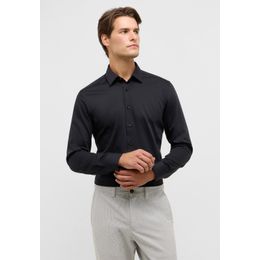 Langarmhemd Eterna "SLIM FIT", Herren, Gr. 37, Normalgrößen, schwarz, Satin, 100% Baumwolle, schmal, Manschette, Hemden, NON IRON (bügelfrei)