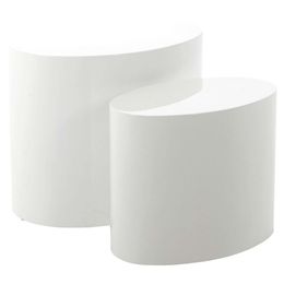 Couchtisch ACTONA GROUP "Mice, Anstelltisch, Sofatisch, TOPSELLER 2er-set, Scandi-Stil", weiß (hochglanz weiß), B:33cm H:40cm T:48cm, Tische, moderne ovale Form (Set, 2 st). in verschiedenen Farben, pflegeleicht