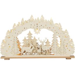 LED Schwibbogen SAICO ORIGINAL "3D-Lichterbogen, Waldidylle", natur, B:39cm H:66cm T:6cm, Holz teilmassiv, Schwibbögen, Premium LED-Beleuchtung, warmweiß, BxHxT: 66x39x6 cm