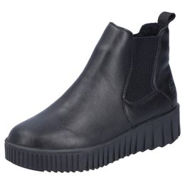 Winterboots Rieker, Damen, Gr. 36, schwarz, Lederimitat, unifarben, Schuhe, Chelseaboots, Plateausneaker, Stiefelette, Reißverschluss und Stretch
