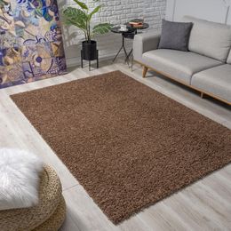 Hochflor-Teppich Sanat "LOCA" Gr. 1, braun (dunkelbraun), B:60cm H:30mm L:110cm, Kunstfaser, Teppiche, Wohnzimmer, Langflor, Shaggy, Schlafzimmer
