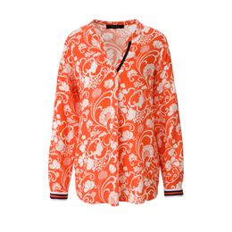 Schlupfbluse Aniston CASUAL, Damen, Gr. 38, rot, weiß, schwarz, Web, Obermaterial: 100% Viskose, bedruckt, geblümt, lässig geschnitten Po-bedeckend, V-Ausschnitt, 1-Knopf-Manschette, Blusen, mit fantasievollem, grafischen Blumendruck - NEUE KOLLEKTION