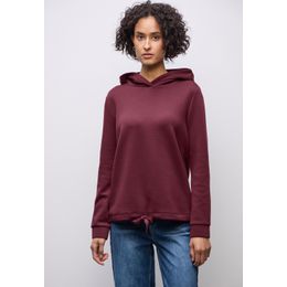 Hoodie Street One, Damen, Gr. 34, rot (schwarz cherry rot), Sweatware, 66% Polyester, 29% Viskose, 5% Elasthan, unifarben, normal, ohne Ausschnitt, Bündchen, Sweatshirts, mit elastischem Materialmix