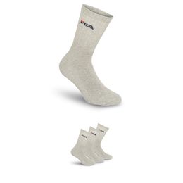 Tennissocken Fila "UNISEX CREW TENNIS FULL TERRY SOCKS", Damen, Gr. 35-38, grau, Baumwollmischung, normal, Socken Tennissocken, mit dezentem Logoschriftzug