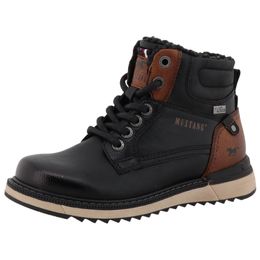 Winterboots Mustang Shoes "Donato", Kinder, Gr. 36, schwarz, braun, Lederimitat, Textil, Schuhe, Schnürboots, Outdoorboots mit TEX-Membrane