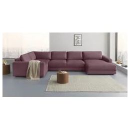 Wohnlandschaft Home Affaire "Bloomfield, Mega Polsterprogramm, Breite 405cm, viel Platz, U-Form", rosa (altrosa), B:405cm H:84cm T:224cm, 100% Polyester, Sofas, Wohnlandschaft, mit extra tiefer Sitzfl&auml;che, wahlweise mit Sitztiefenverstellung