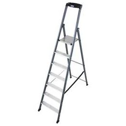 Stehleiter Krause "SePro S", grau (anthrazit), B:53cm H:13cm L:230cm, Aluminium, Leitern, Alu eloxiert, 1x7 Stufen, Arbeitshöhe ca. 350 cm